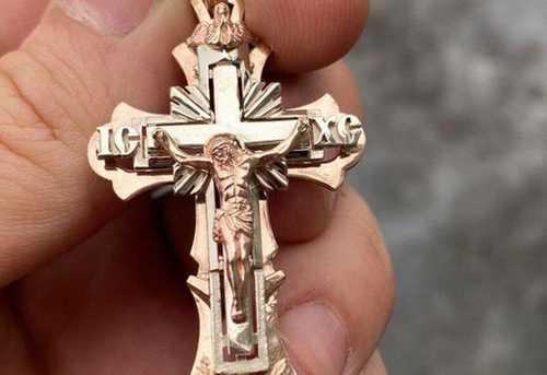 Крест Трехслойный, 10,78 гр, золото 585