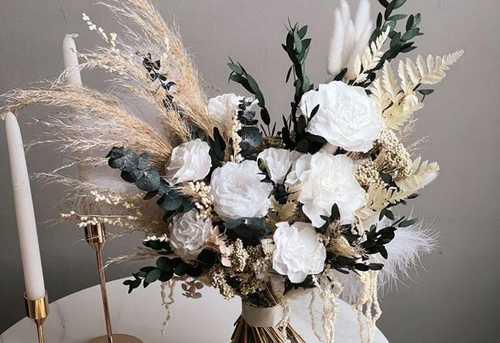 Букет невесты из сухоцветов и стаб-ых цветов