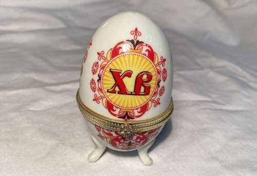 Яйцо шкатулка на Пасху фарфоровое Христос Воскрес