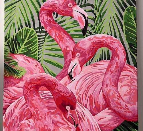 Картина Фламинго, акрил, холст 40*50 см