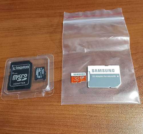 Карты памяти micro SD 128 gb Kingston и 32 gb Sams
