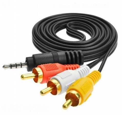 Кабель 3RCA-AUX Jack 3.5 male (папа) длина 150см