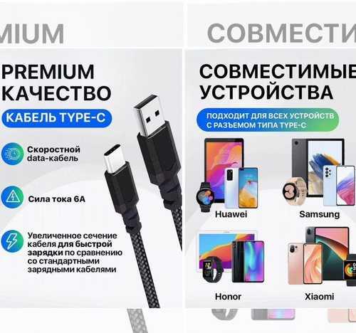 Кабель stimaxon USB - Type-C usbc 60 Ватт 2 метра