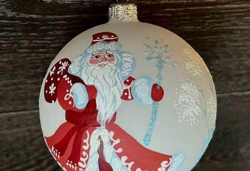 Новогодний шар "Дед мороз", стекло, ручная роспись