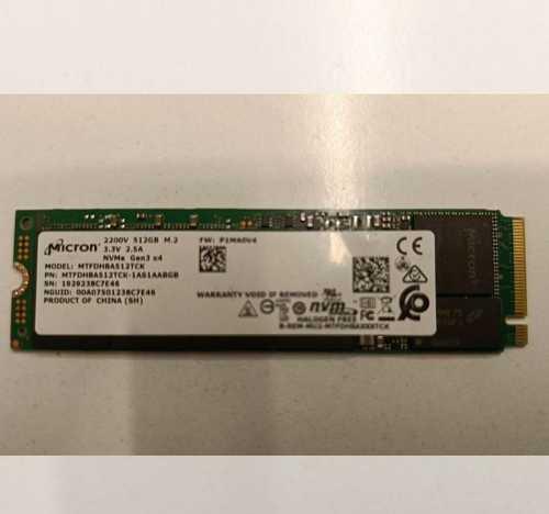 SSD Micron nvme m2 512 Gb mtfdhba512TCK