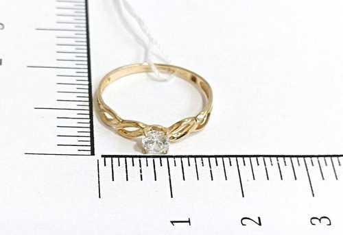 Золотое кольцо с фианитом 16,5 размер