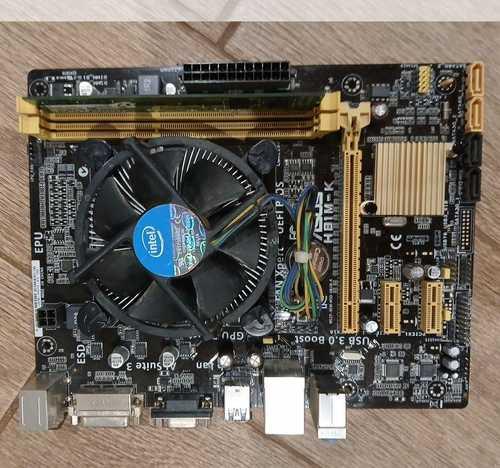 Комплект мать H81M-K asus/проц G3240/кулер/озуDDR3