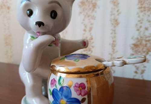 Сувенир сахарница медовница Медвежонок с бочонком
