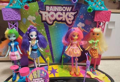 Сцена Rainbow Rocks с 4 куклами