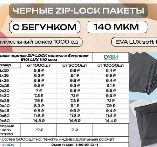 Черные ZIP lock пакеты матовые