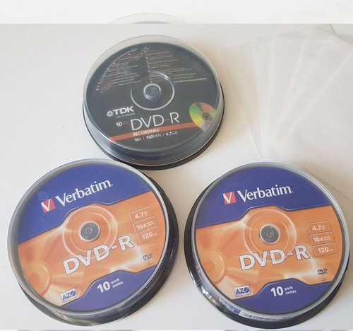 DVD-R диски чистые, новые, конверты