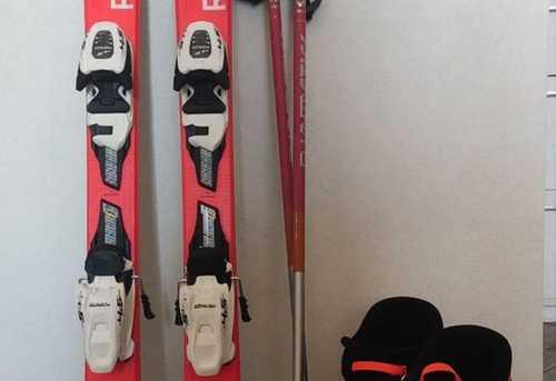 Горные лыжи детские 110, ботинки, палки