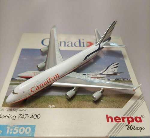 Модель самолета Canadian Airlines B747 Herpa 1/500