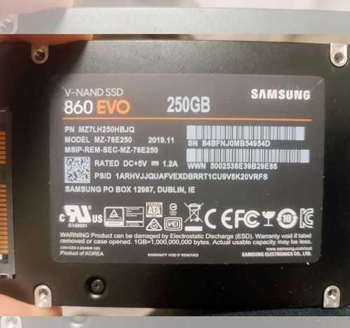 Samsung 860 evo ssd 250gb