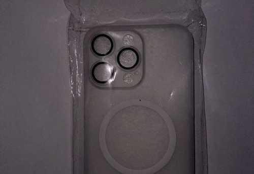 Чехол iPhone 15 Pro Max белый, прозрачный. MagSafe