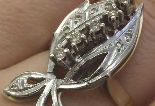 Золотое кольцо 750 с бриллиантом СССР "бутон"