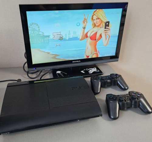 Sony Playstation 3 super slim прошитая 500гб 50игр