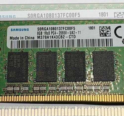 PC4-2666V-U 8GB 2RX8 Samsung M378A1K43CB2-CTD