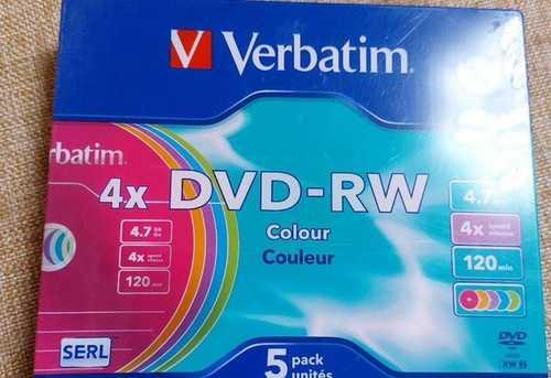 Болванки Verbatim DVD RW 5 штук