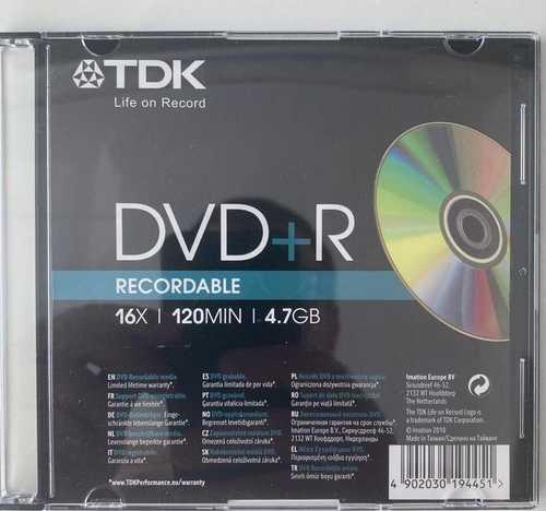 Болванка DVR+R TDK 16x 4,7Gb