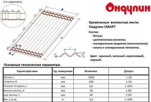 Ондулин коричневый, красный, зелёный