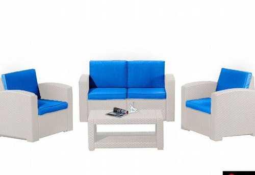 Комплект уличной мебели RattanPremium4,серый/синий