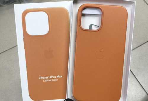 Чехол на iPhone 12 Pro Max Leather Case охра