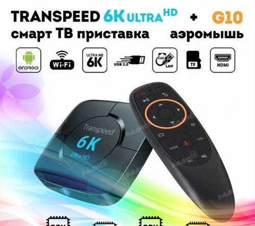 Андроид приставка Transpeed 6k 4/64Гб + пульт G10