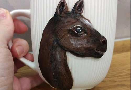 Кружка с декором из полимерной глины