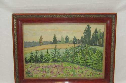 Картина старинная Пейзаж Акварель "Тарасов" №5924