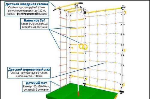 Детская шведская стенка Дск-Тф-Клк-М3-С сетка мат