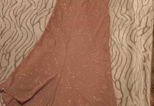 Вечернее платье крем-брюле, бежевое 48 размер