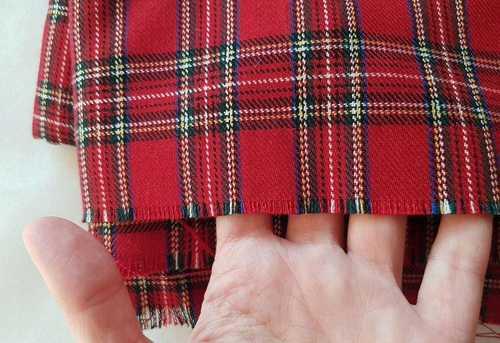 Отрез 2х1,5м красная шотландка тартан ткань шерсть