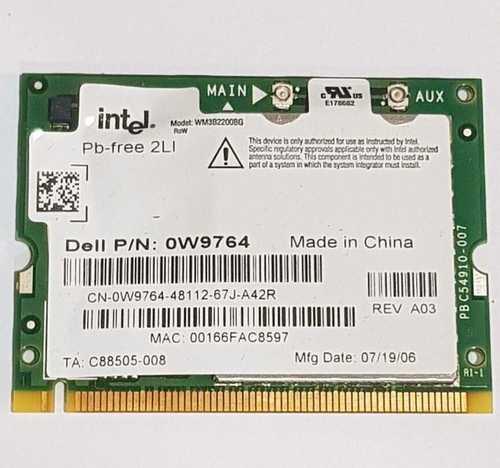 Wi-fi модуль mini pci Dell 0W9764