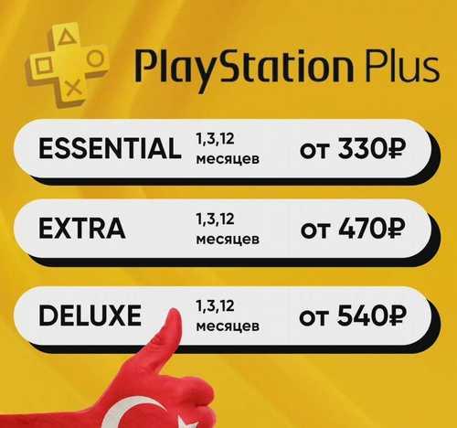 Подписка PS Plus Deluxe на 1, 3, 12 мес. PS4/PS5