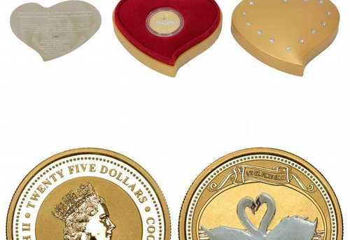 Две золотые монеты "Лебединная любовь" 8.7 и18.5гр