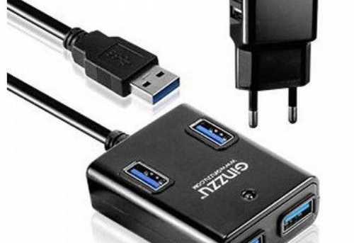 Разветвитель USB Ginzzu GR-384UAB (4 порта USB 3.0