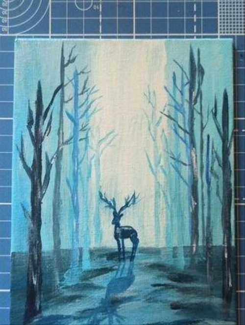 Картина "Олень в лесу"