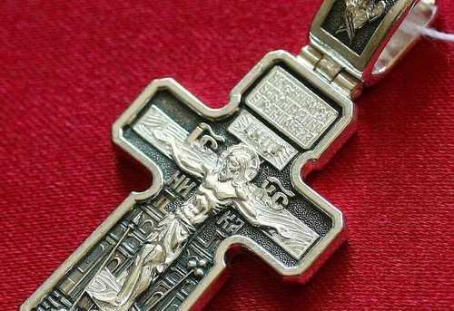 Мужской серебряный крест с Арх.Михаилом и Богороди