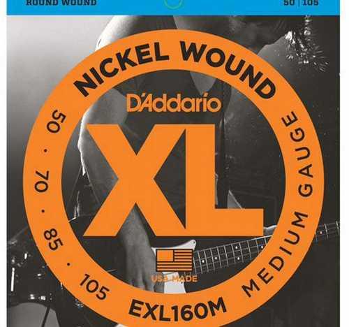 EXL160M Nickel Wound Комплект струн для бас-гитары, Medium, 50-105, Medium Scale, D'Addario