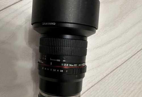 Объектив samyang 1 2.8 14mm