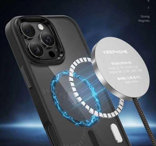 Чехол с магсейф для Айфон 16 Про keephone Armor Grip ударопрочный с мелаллической рамкой