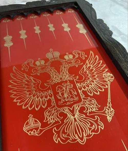 Нарды ручной работы с изображением герба России