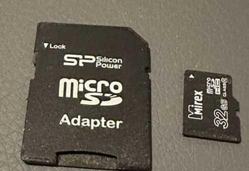 Карта памяти MicroSD 32gb + адаптер (переходник)