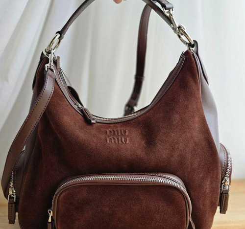 Сумка MIU MIU hobo натуральная замша шоколад