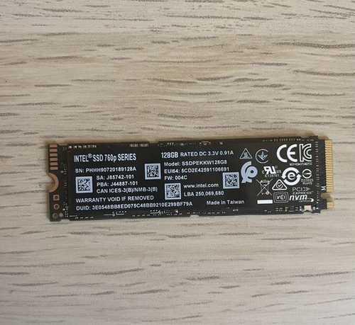 SSD Intel 760p Series 128gb/m2/nvme