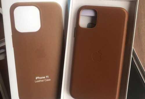Чехол на iPhone 11 Leather case кожаный коричневый