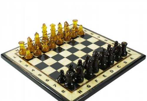 Шахматы из янтаря "Лимон и чёрные" 25х25 см