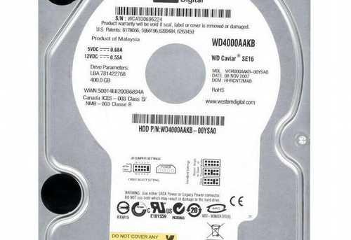 Жесткий диск Western Digital 400Gb WD4000aakb IDE