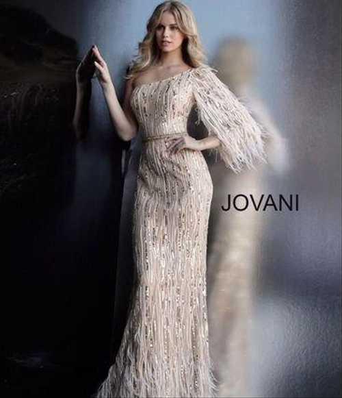 Вечернее платье Jovani с перьями аренда